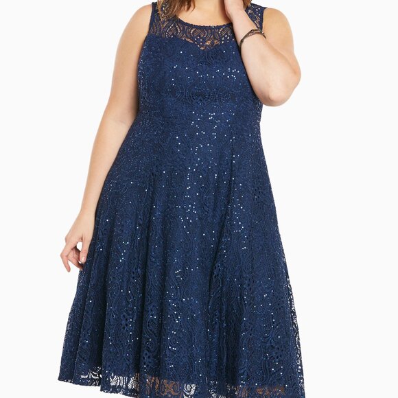 torrid | Dresses | Torrid Blue Lace Sequin Midi Skater Dress 6 Xl Goth ...